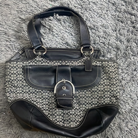 Coach | Bags | Coach Black And Grey Monogram Purse | Poshmark